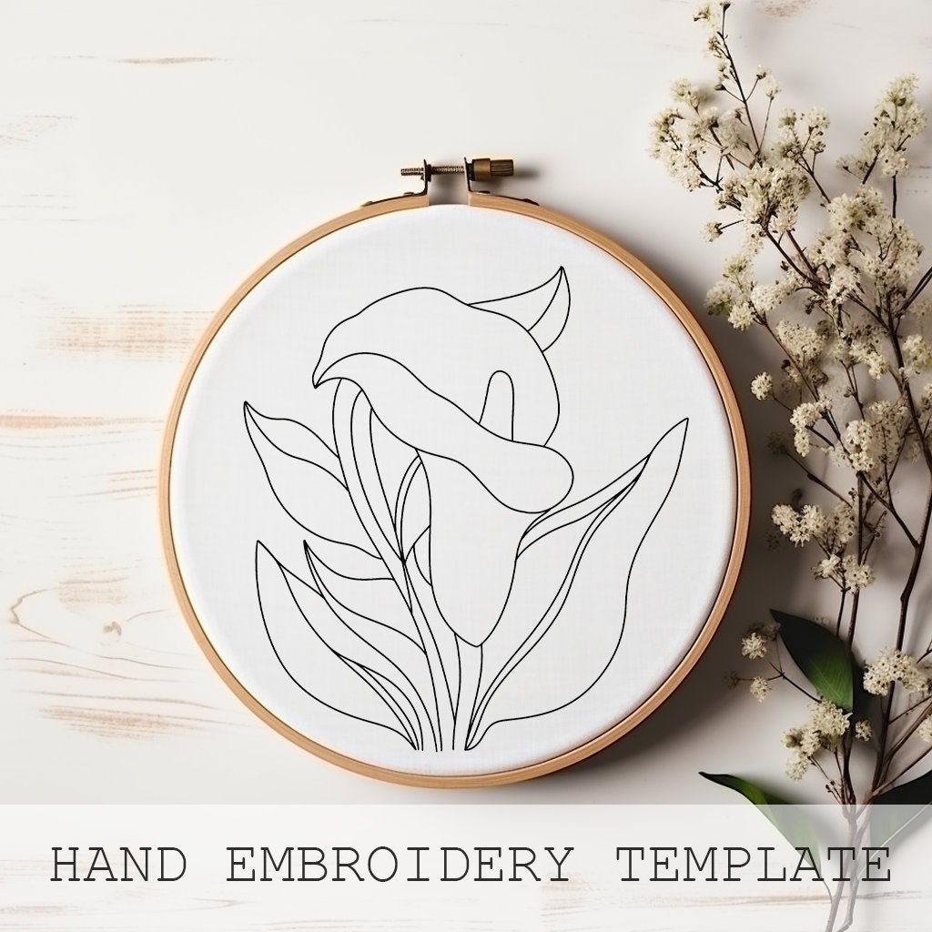 Arum Lily Embroidery Pattern, Instant Download, Beginner Embroidery ...