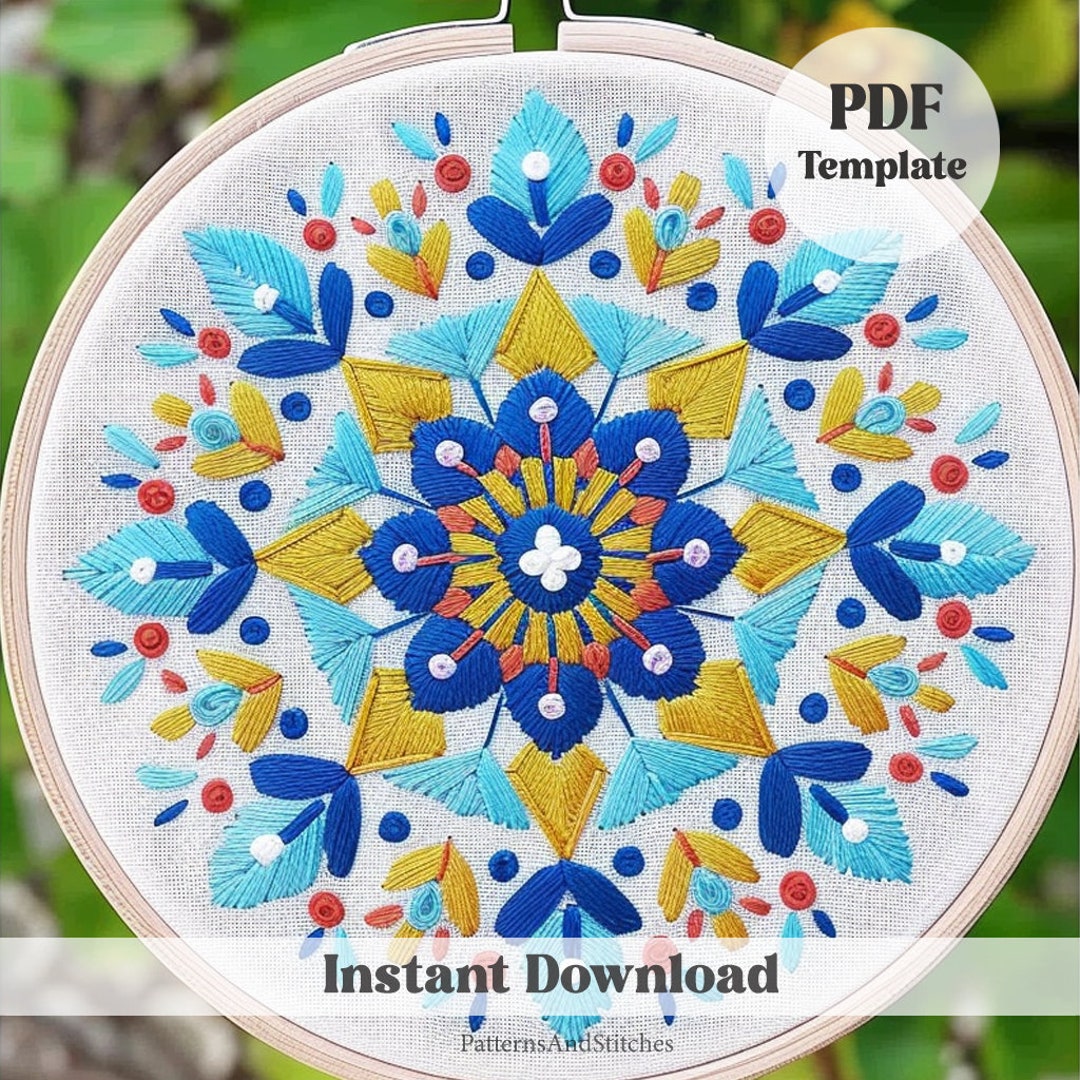 Floral Embroidery Pattern, Mandala Embroidery, PDF Pattern, DIY ...