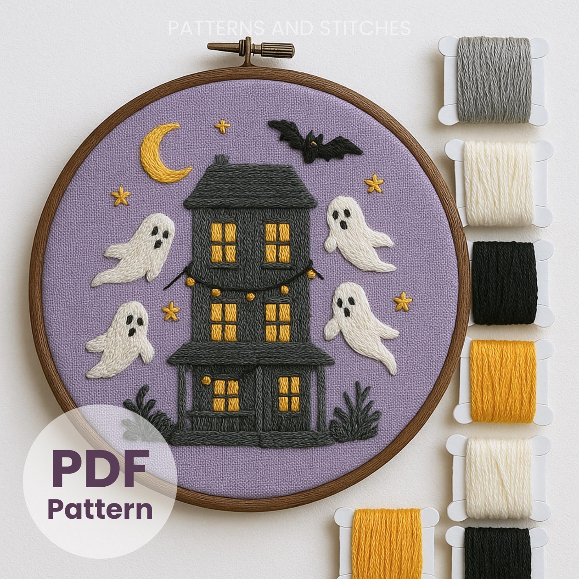 Haunted House Hand Embroidery Pattern - Etsy