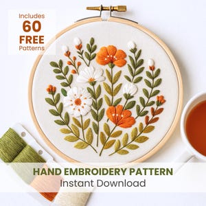 Boho Embroidery, Autumn Bouquet Pattern, Hand Embroidery Pattern, DIY ...