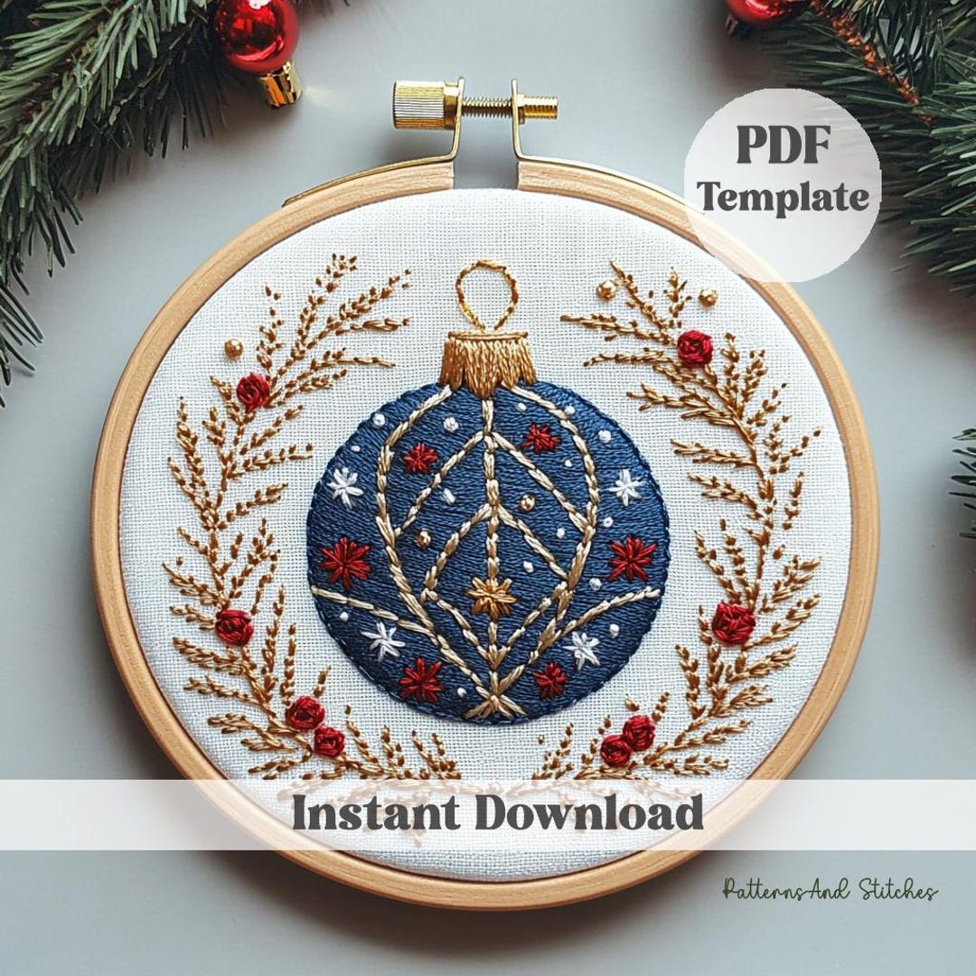 Christmas Bauble Embroidery Pattern: Beginner Friendly Holiday Ornament ...