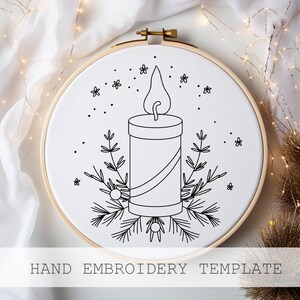 Christmas Candle Embroidery Pattern: Holiday Ornament Design (PDF) - Etsy