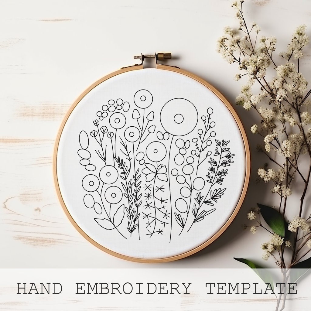 Flax Meadow Embroidery Pattern, Floral Pattern, Botanical Embroidery ...