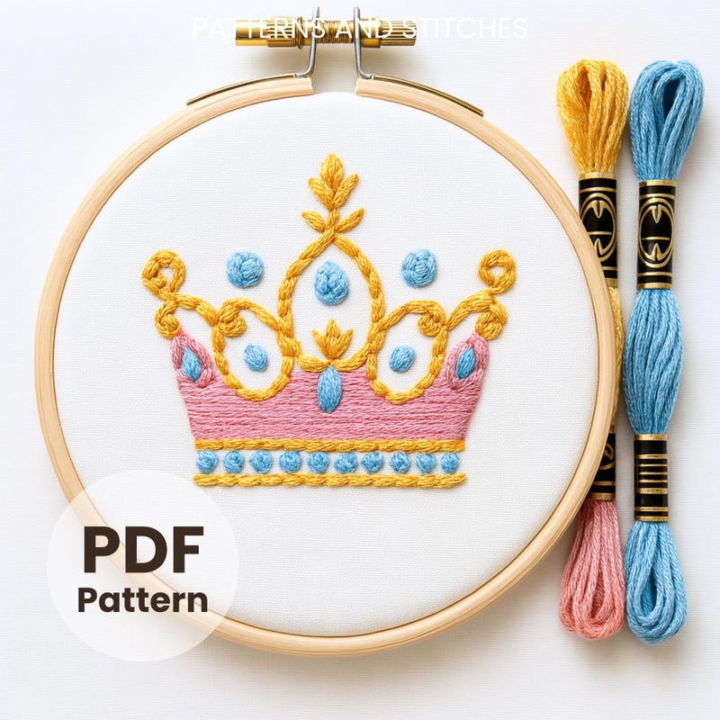 Crown Embroidery Pattern - Etsy