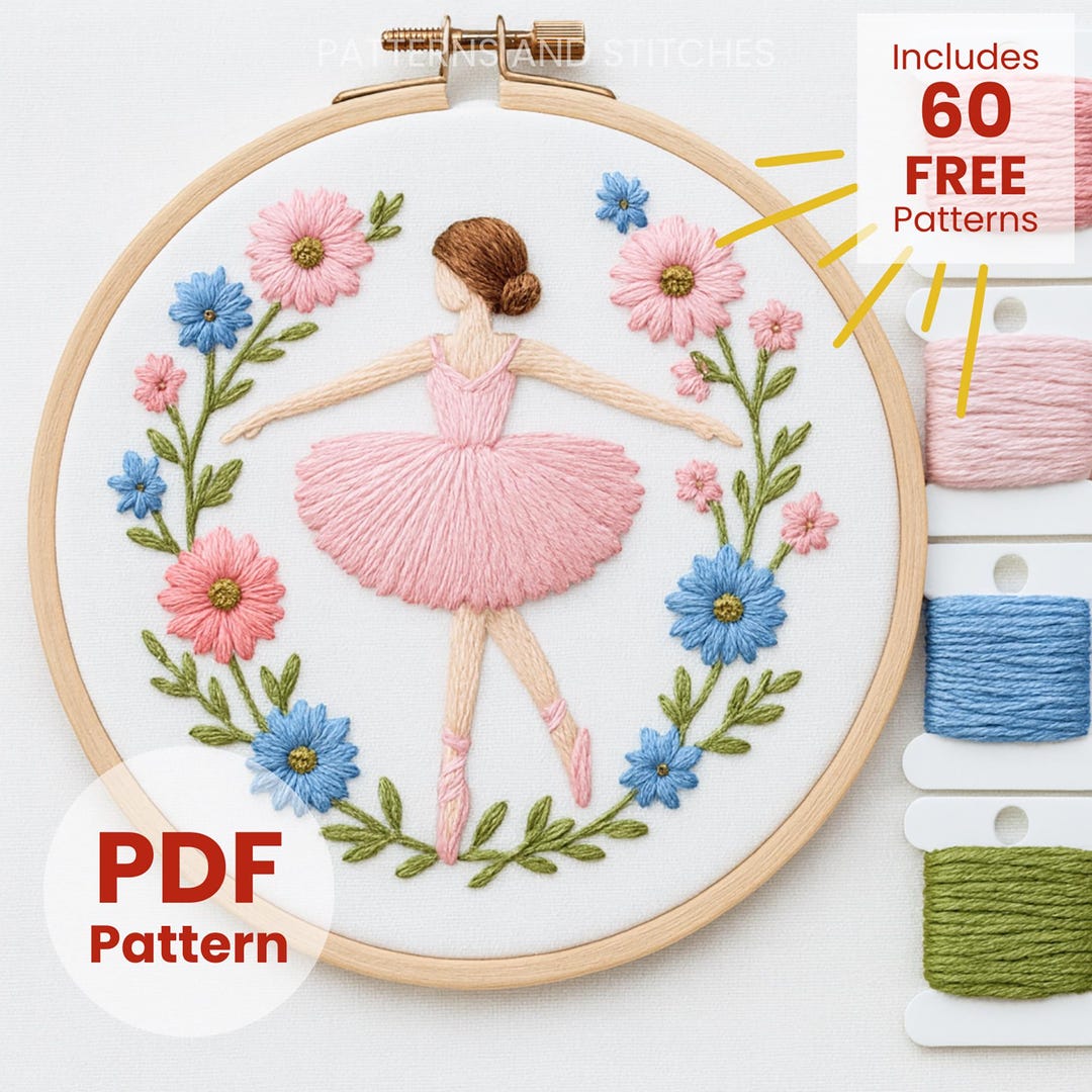 Ballerina Dancing Embroidery Pattern: Romantic Elegant, Whimsical ...