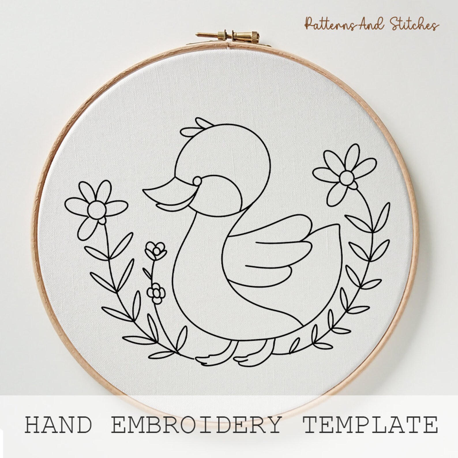 Farm Duck Hand Embroidery Pattern: DIY Wildlife Design, Nursery Decor ...
