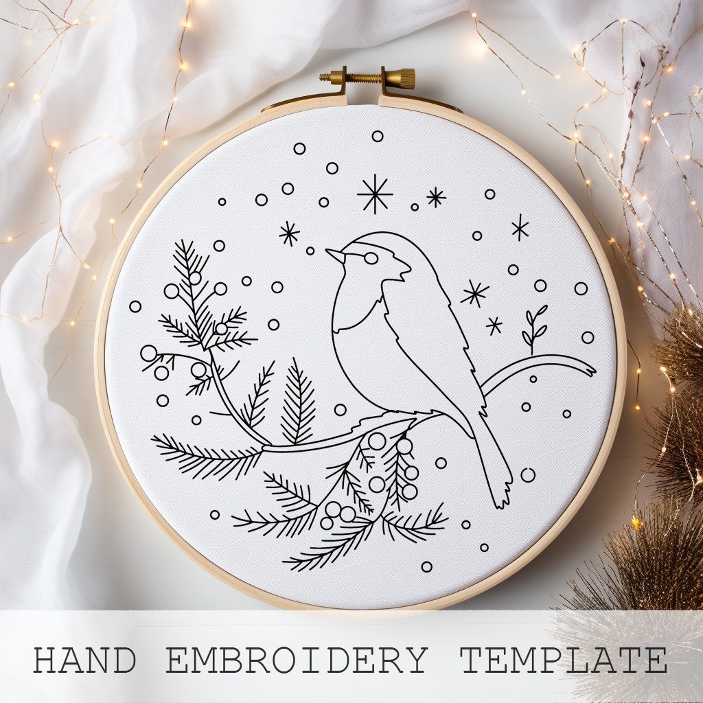 Winter Bird Embroidery Pattern, Christmas Ornament DIY, Winter ...