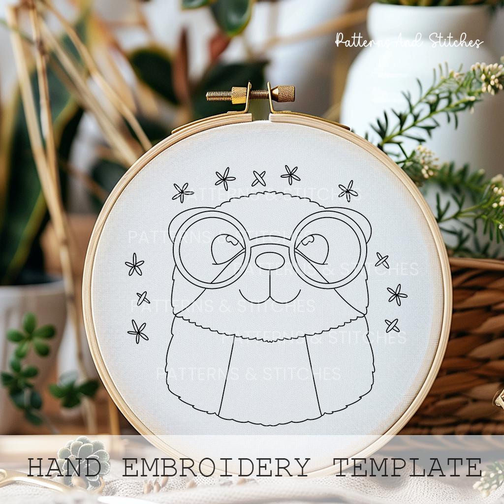 Mole Embroidery Design: Whimsical Mole With Glasses, Instant Download ...