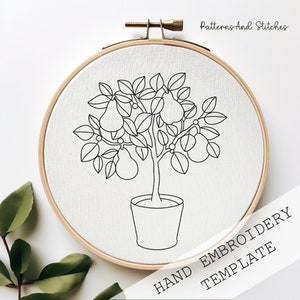 Pear Tree Embroidery Pattern: Spring Botanical Art , Farm House Decor ...