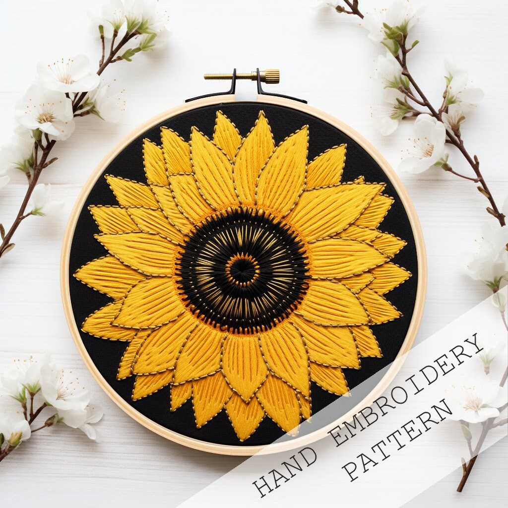 Sunflower Embroidery Template Pattern, Sun Flower Embroidery Design ...