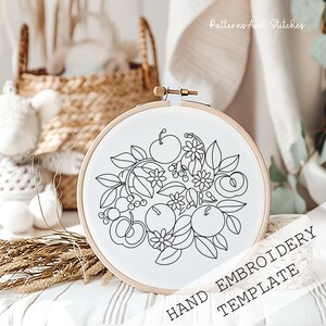 Apples Hand Embroidery Pattern, Autumn DIY Wall Art,botanical ...