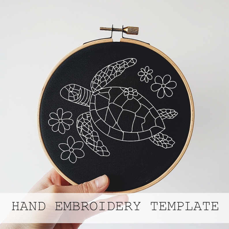 Turtle Embroidery Pattern, Aesthetic Turtle Needlepoint Pattern, Ocean ...