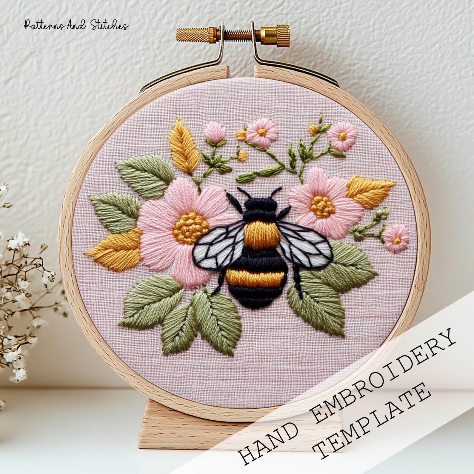 Spring Bee Floral Embroidery Pattern: Beginner Wildflowers (digital ...