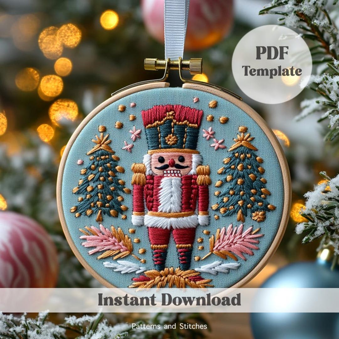 Nutcracker Hand Embroidery, Christmas Nutcracker, Christmas Embroidery ...