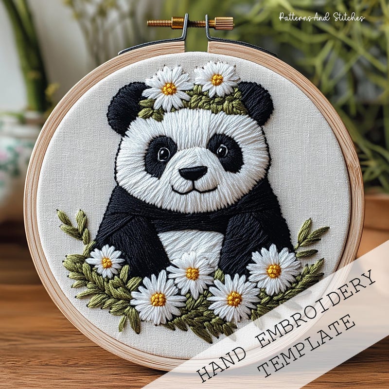 Panda Embroidery - Etsy