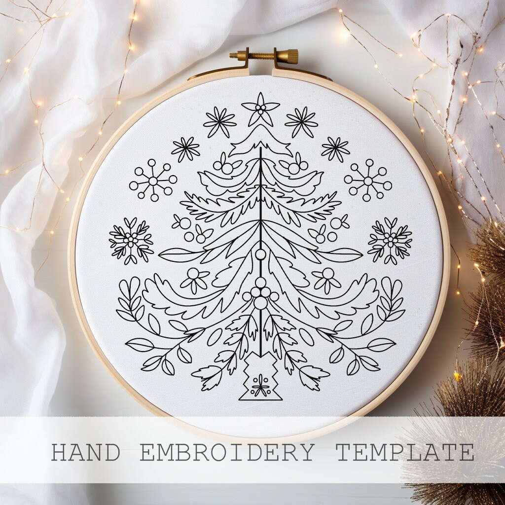 Folk Christmas Tree Hand Embroidery Pattern: DIY Festive Decor (PDF ...