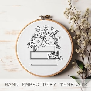 Books With Flowers Embroidery Template, Reading Book Decor, Book Hand ...