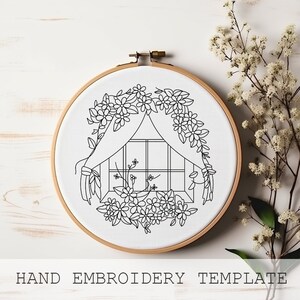 Floral Window Embroidery Pattern, Beginner Hand Embroidery, Beautiful ...