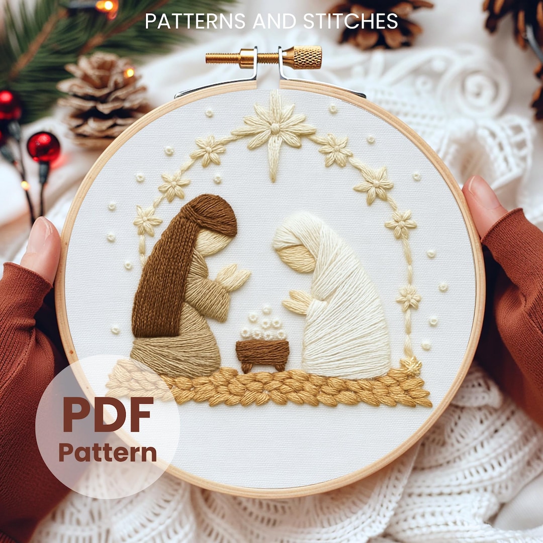 Nativity Scene Embroidery Pattern, Christmas Nativity Embroidery ...