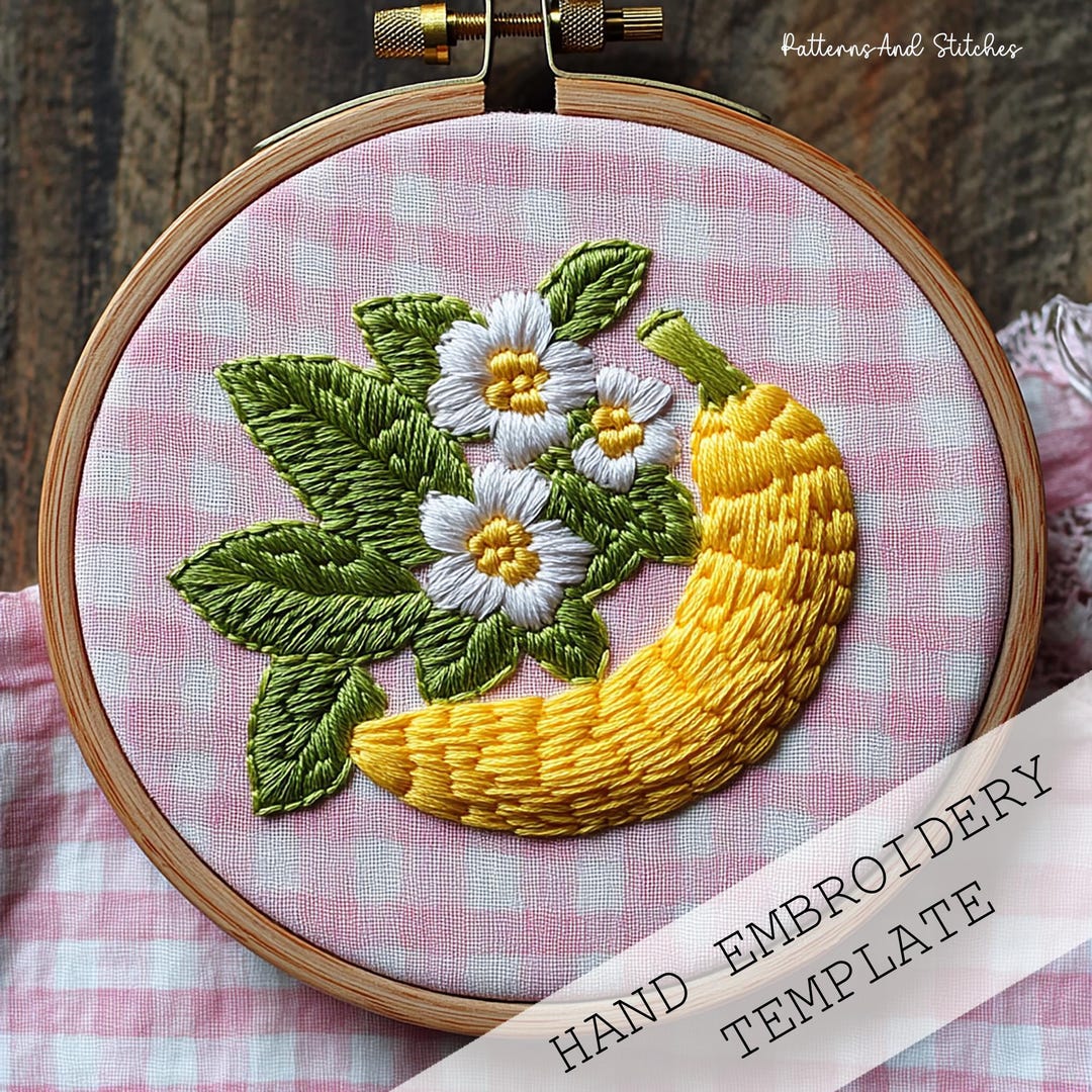 Banana Printable Embroidery Pattern, Instant Download, PDF Pattern ...