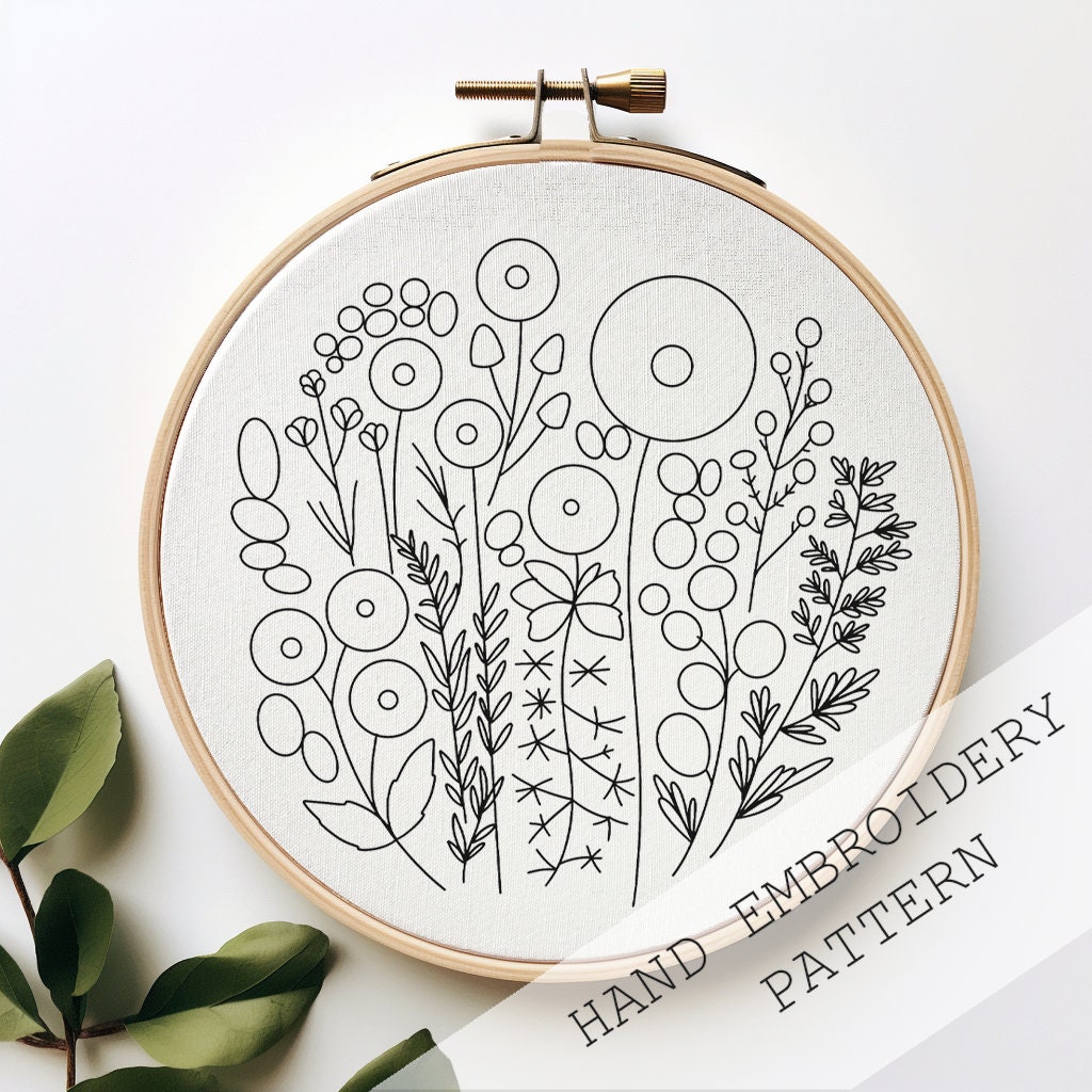 Flax Meadow Embroidery Pattern, Floral Pattern, Botanical Embroidery ...