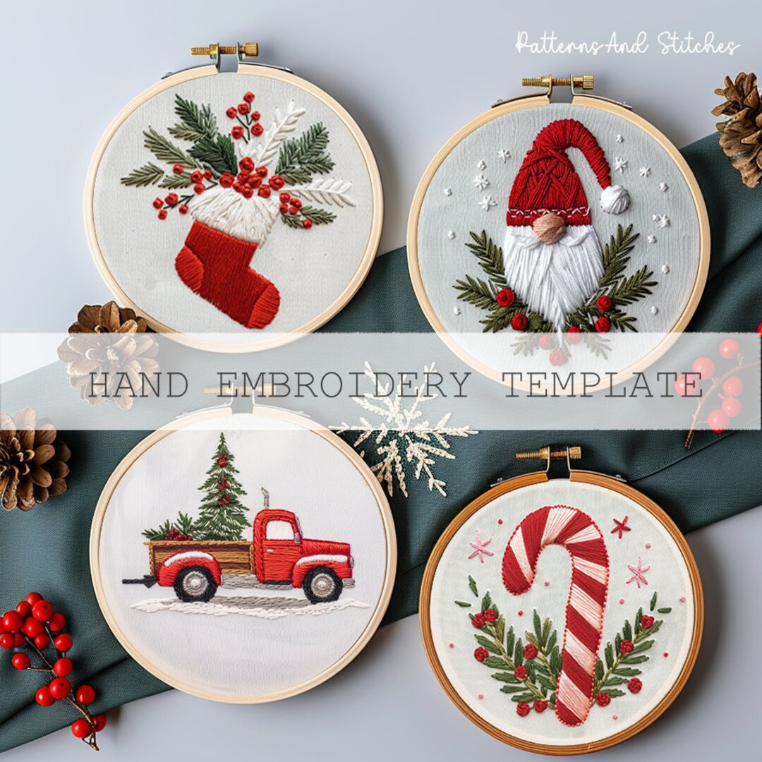 Holiday Ornament BUNDLE, Set of 4 Pdf Template, Christmas Embroidery ...