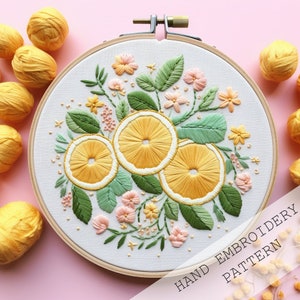Lemons Embroidery Pattern, PDF Download, Cute Lemon Decor DIY, Fruit ...