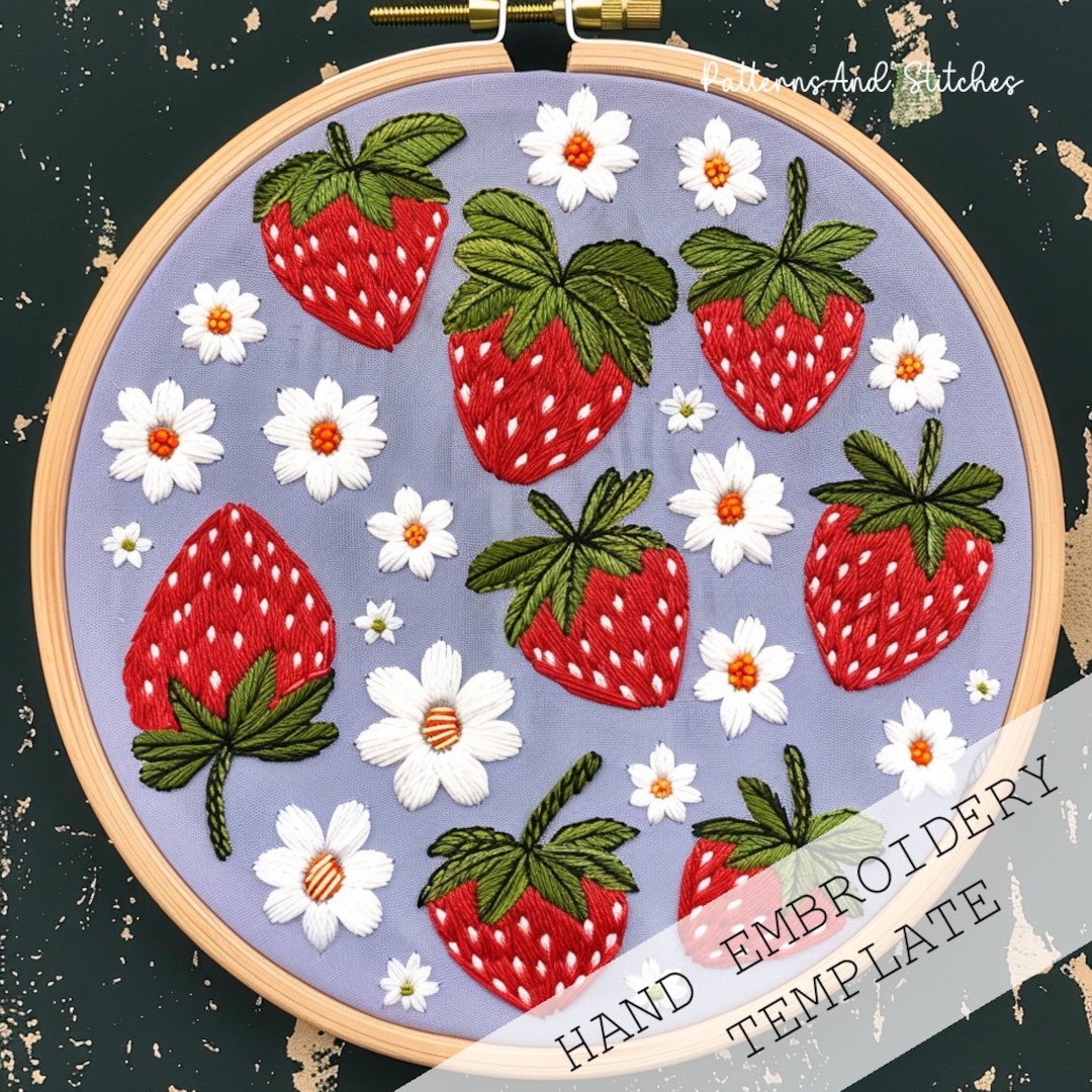 Strawberries Embroidery Pattern, PDF Download, Cute Strawberry Decor ...