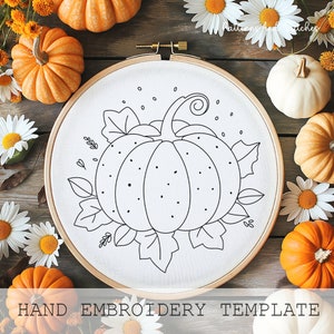 Pumpkin Embroidery Pattern, Embroidery Pattern, Autumn Design, Beginner ...