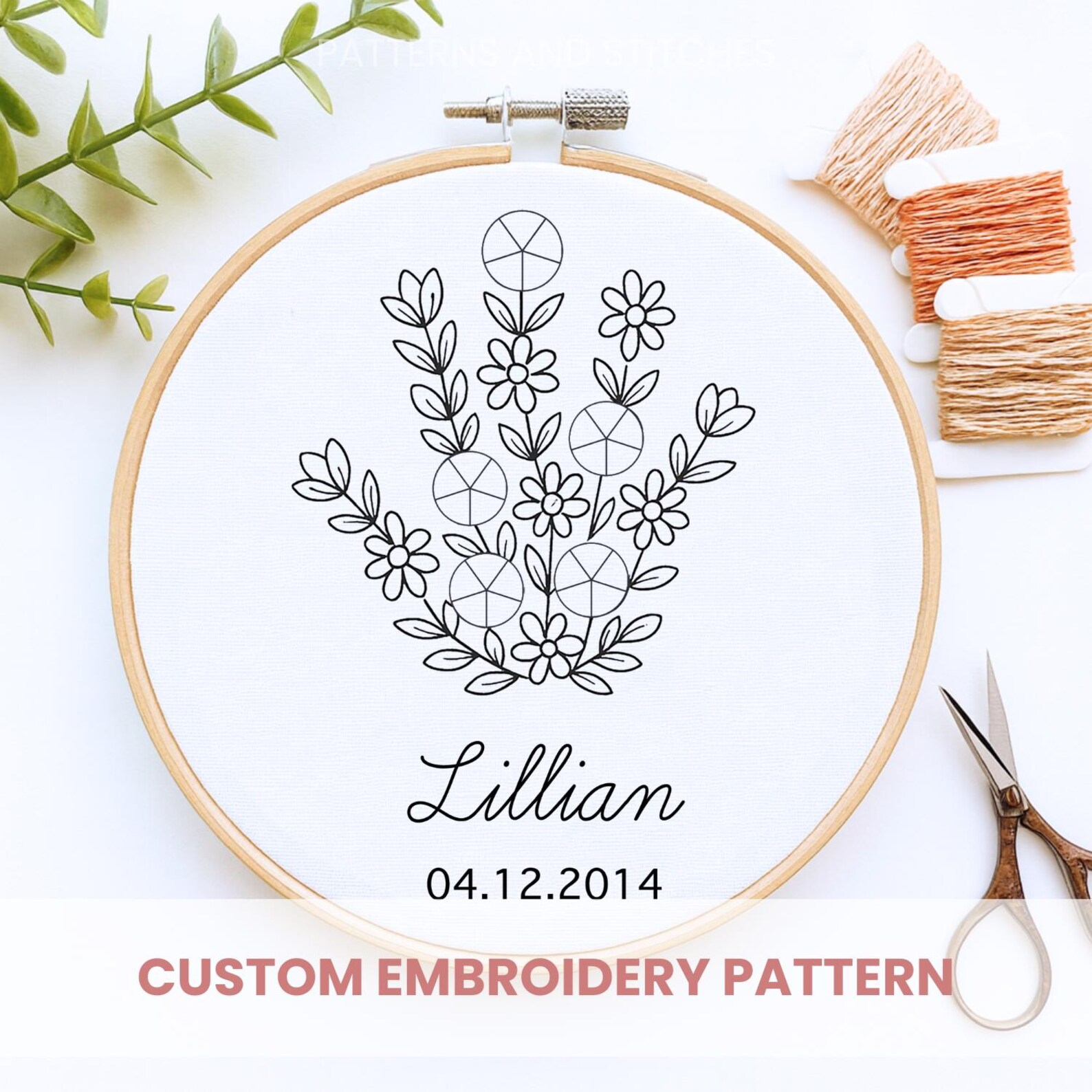 Custom Floral Baby Handprint Embroidery Pattern: Nursery Keepsake (PDF ...