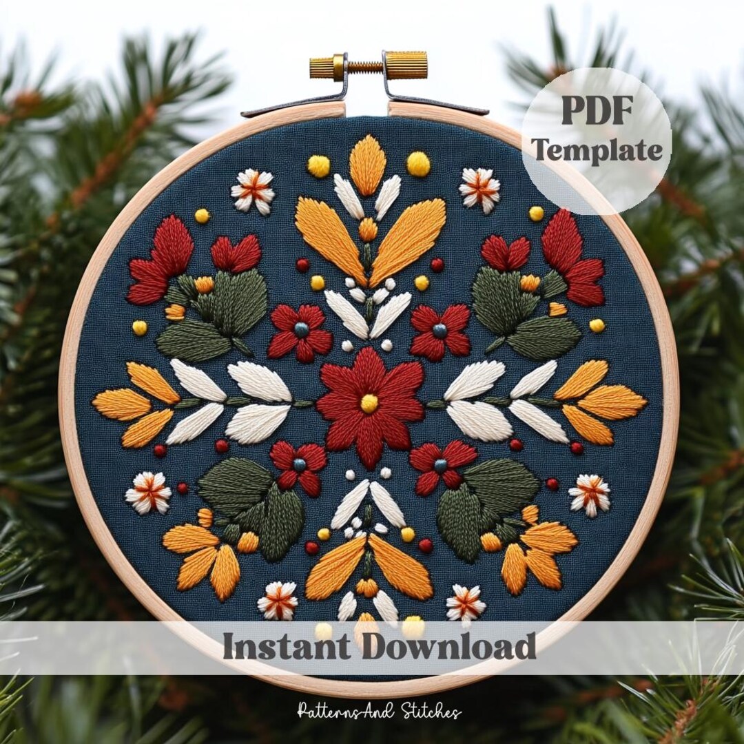 Christmas Star Hand Embroidery Pattern, Christmas Embroidery ...