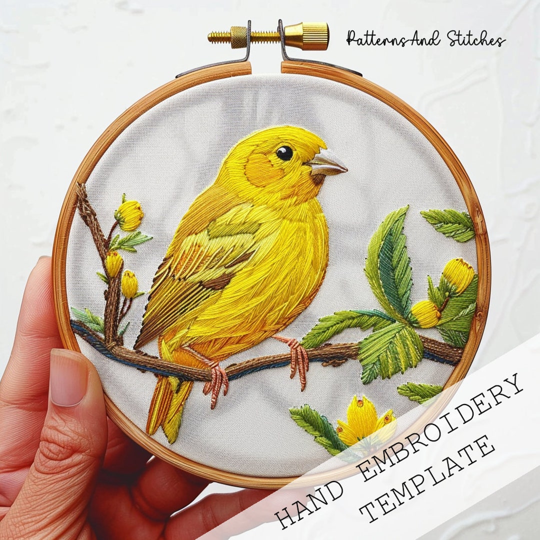 Canary Bird Embroidery Pattern Forest Nature Design PDF Pattern - Etsy
