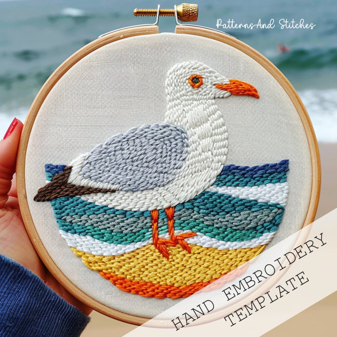 Seagull Bird Embroidery, PDF Pattern, Embroidery Design, Creative ...