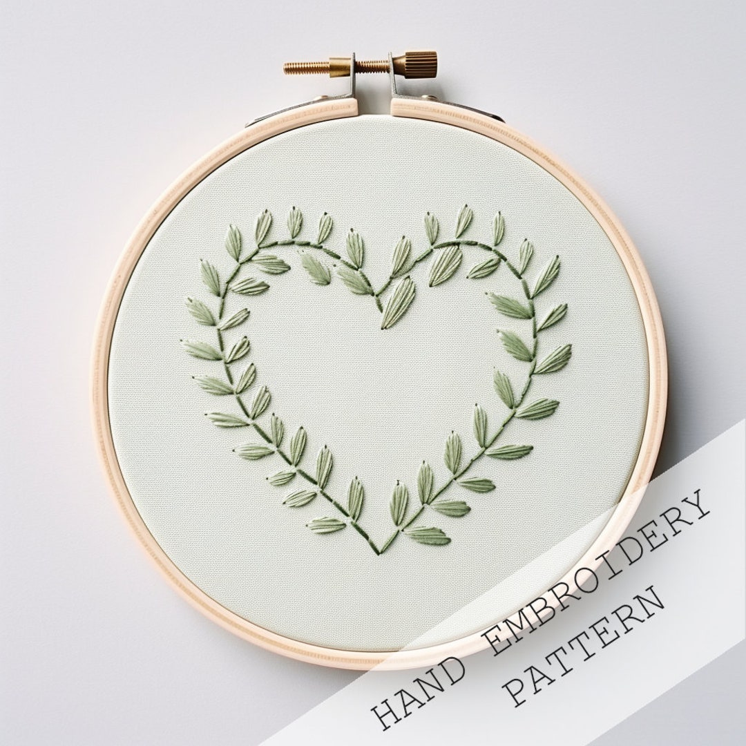 Greenheart Embroidery Pattern, Wedding Embroidery, Love Embroidery ...