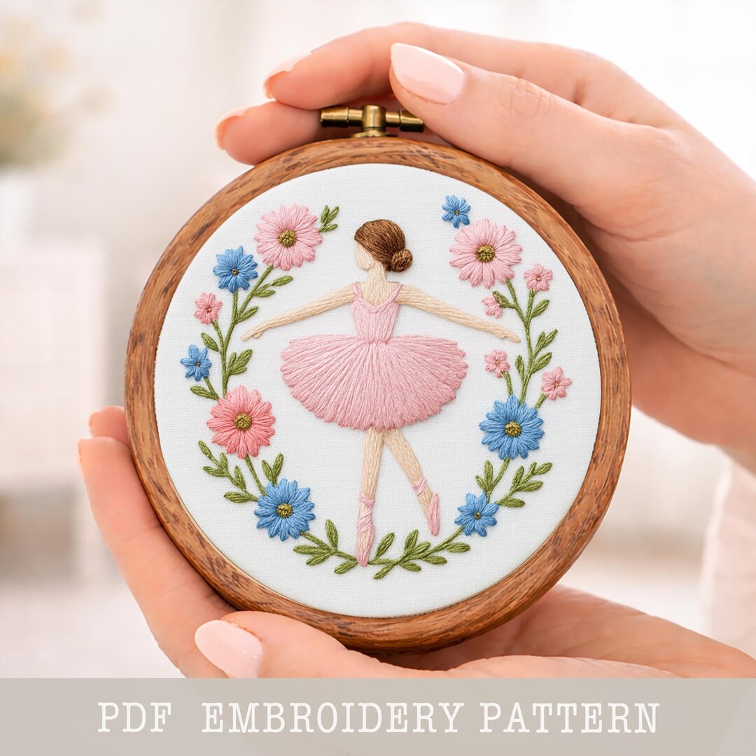 Ballerina Dancing Embroidery Pattern: Romantic Elegant, Whimsical ...