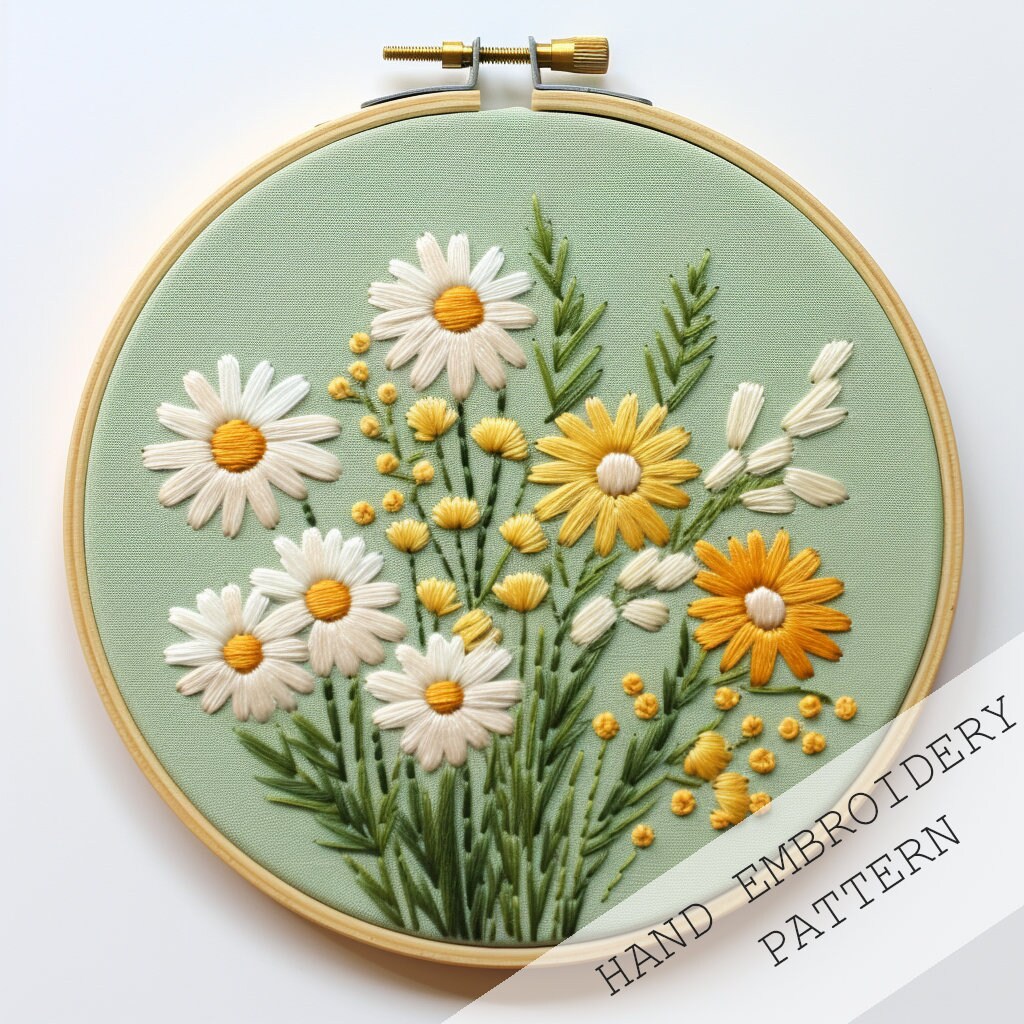 Fresh as a Daisy PDF Pattern, PDF Pattern Download, Embroidery Pattern ...