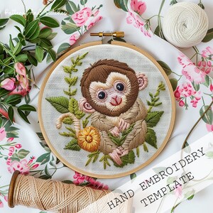 Monkey Hand Embroidery, Embroidery Design, Monkey Embroidery, Animal ...