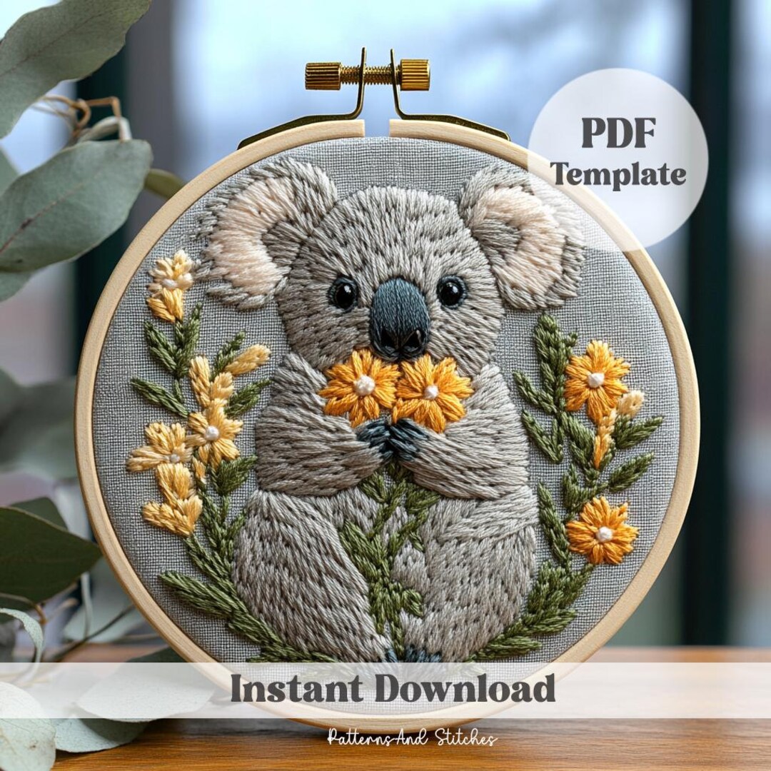 Koala Embroidery Pattern, Hand Embroidery, Needlework for Beginners ...