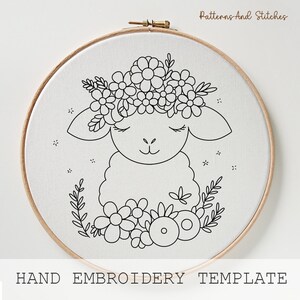 Sheep Hand Embroidery Pattern, Digital Download Embroidery, Animals ...