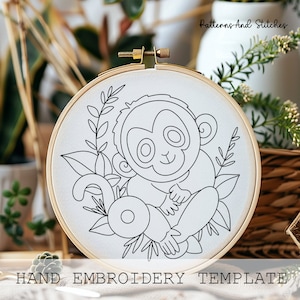 Monkey Hand Embroidery, Embroidery Design, Monkey Embroidery, Animal ...