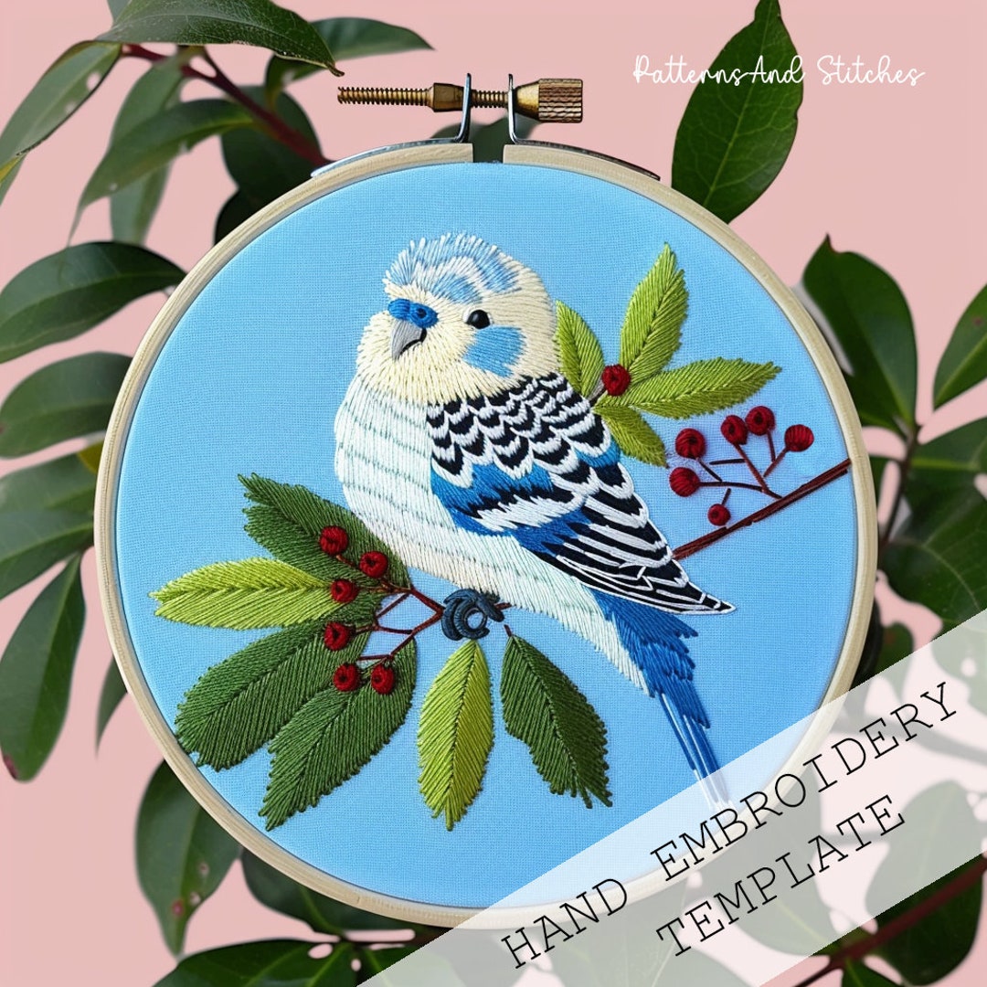Budgerigar Hand Embroidery, Budgie Pattern, Bird Pattern, Budgerigar ...
