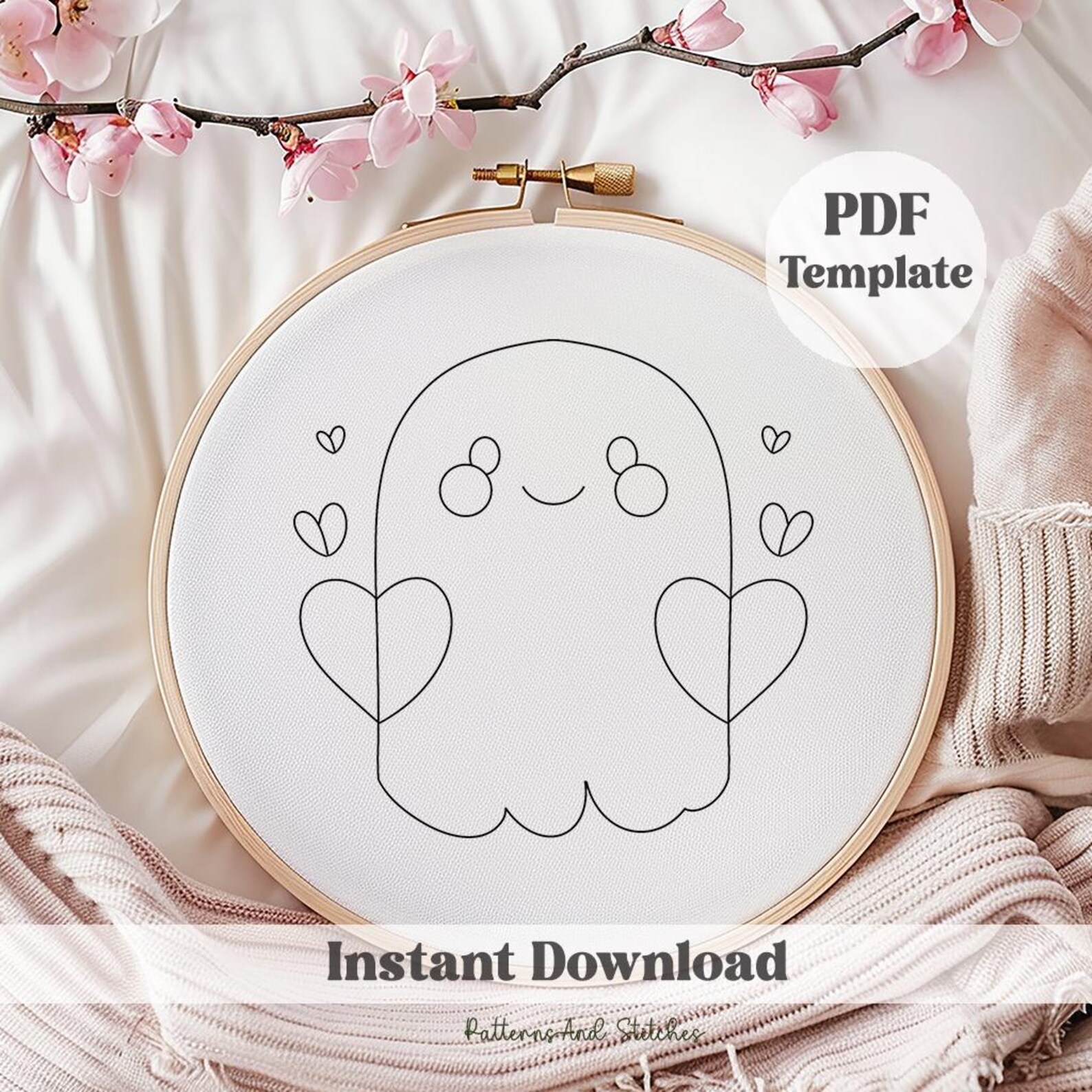 Ghost and Hearts Embroidery Pattern: Halloween DIY (PDF Pattern) - Etsy