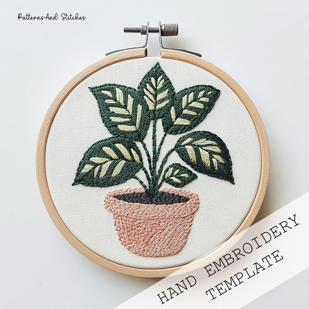 Houseplant Embroidery Pattern: Plant Pot Design (PDF Pattern) - Etsy