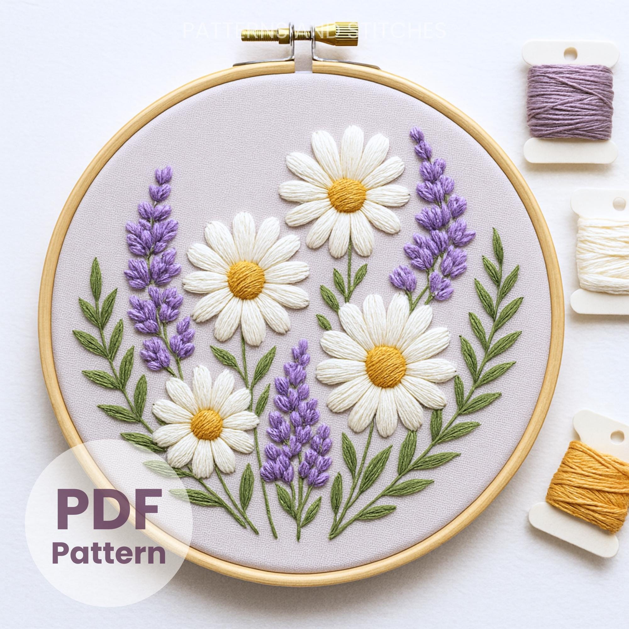 Wild Daisy Embroidery Pattern: Botanical Spring DIY Art, Easy Craft (PDF Download) - Etsy