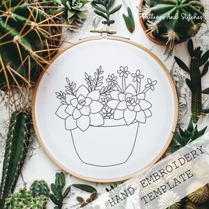 Succulent Hand Embroidery Pattern: Boho Floral DIY Beginner Friendly ...