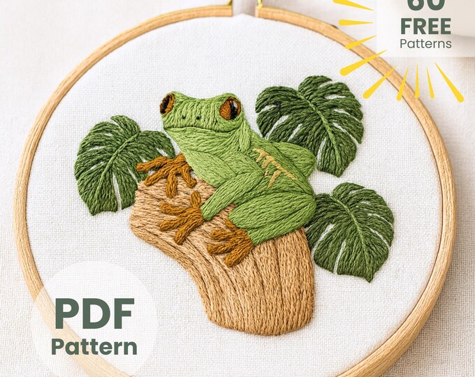 Anatomical Frog Hand Embroidery Pattern in Lifelike Colours From the ...