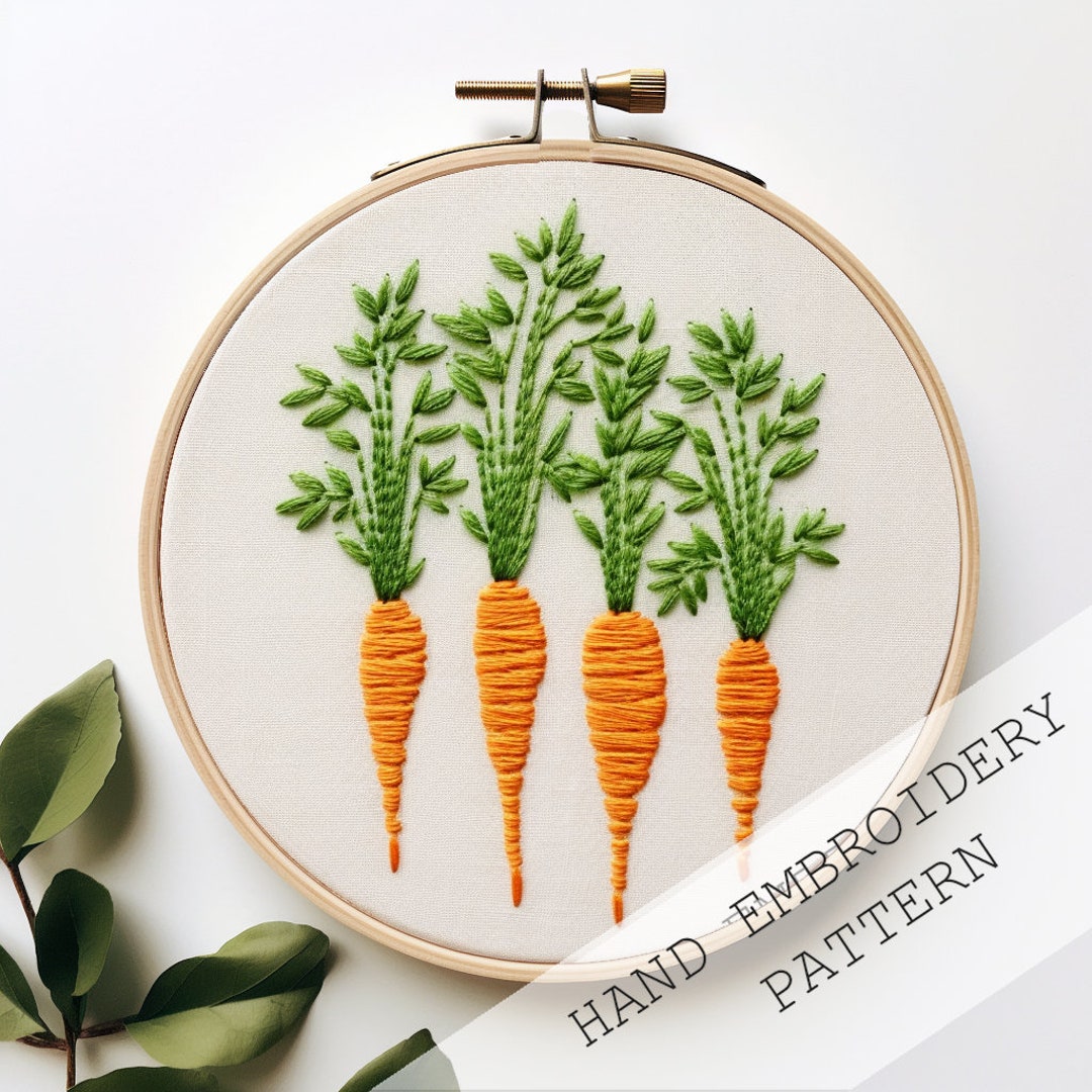 Carrot Harvest Hand Embroidery, PDF Pattern, Beginner Pattern, Spring ...