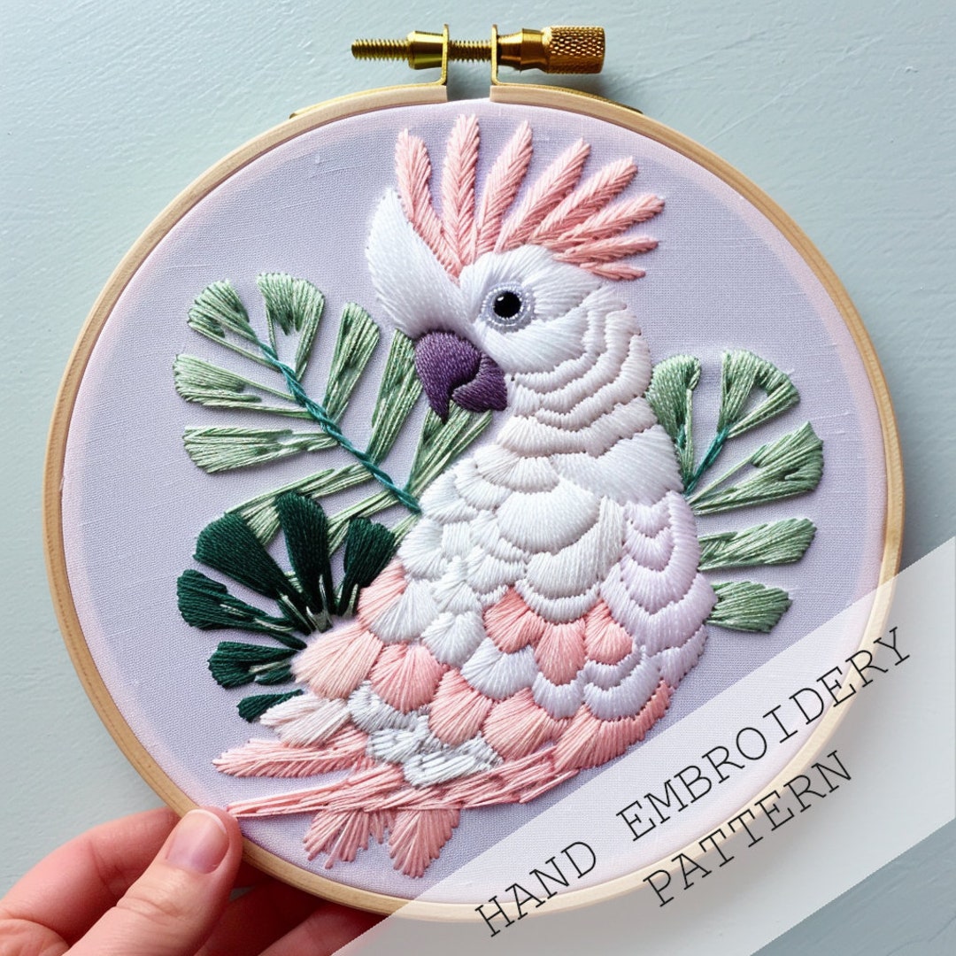 Cockatoo Parrot Embroidery Hoop Art, Hand Embroidery, Wall Hanging ...