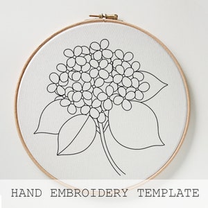 Hydrangea Flower Embroidery, Hand Embroidery, Floral Flower Pattern ...
