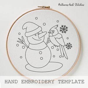 SNOWMAN Embroidery Template, Christmas Embroidery, Holiday Decor ...